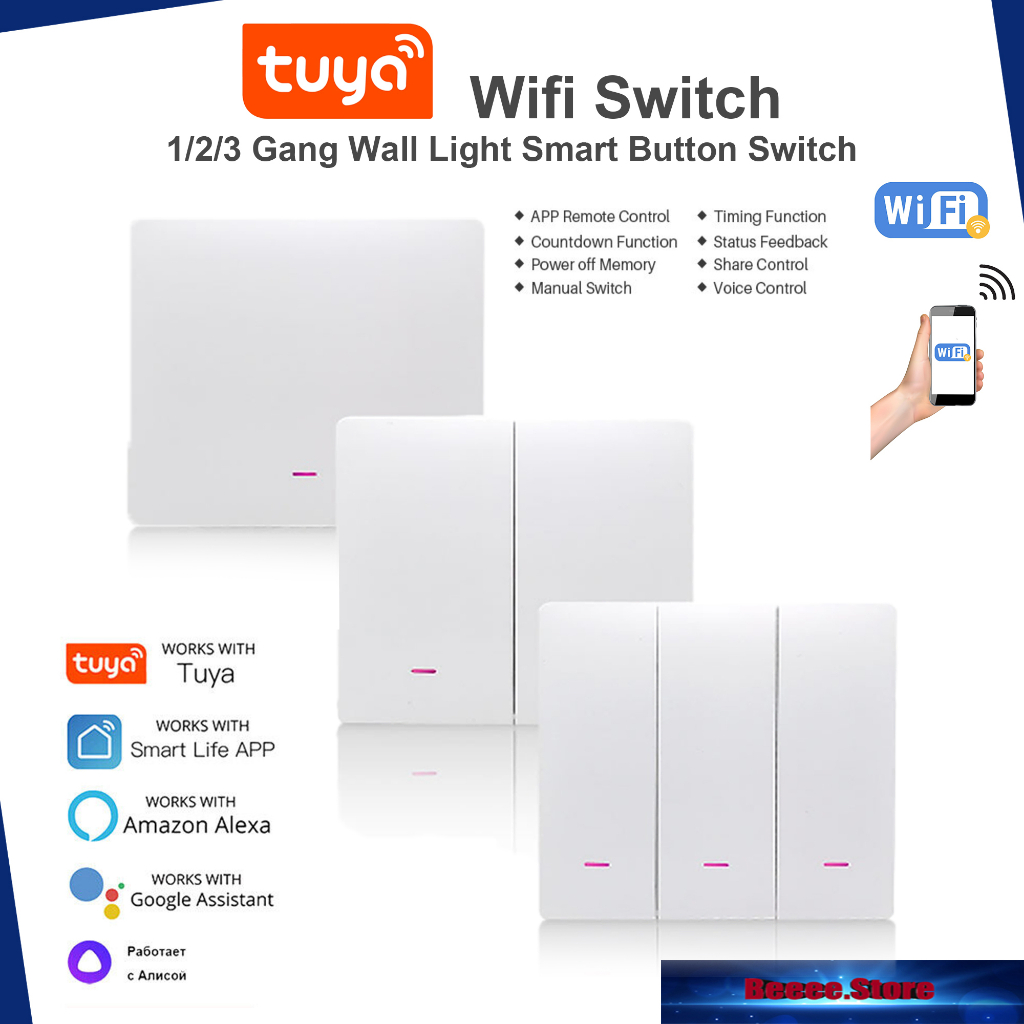 ️ LOCAL SUPPLIER ️ Smart Wifi Switch 220V 1/2/3 Gang Wall Light Smart ...