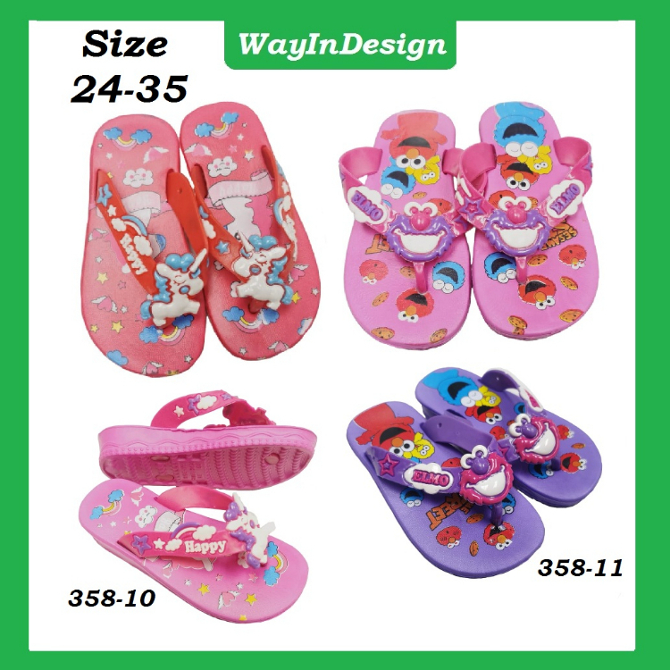 [Size 24-35] Unicorn Cartoon Sandals Selipar Budak Perempuan Soft And ...