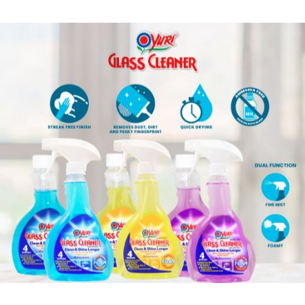 Yuri Glass Cleaner Instant Cleaning Foam Formulation Spray + Refill 2's ...