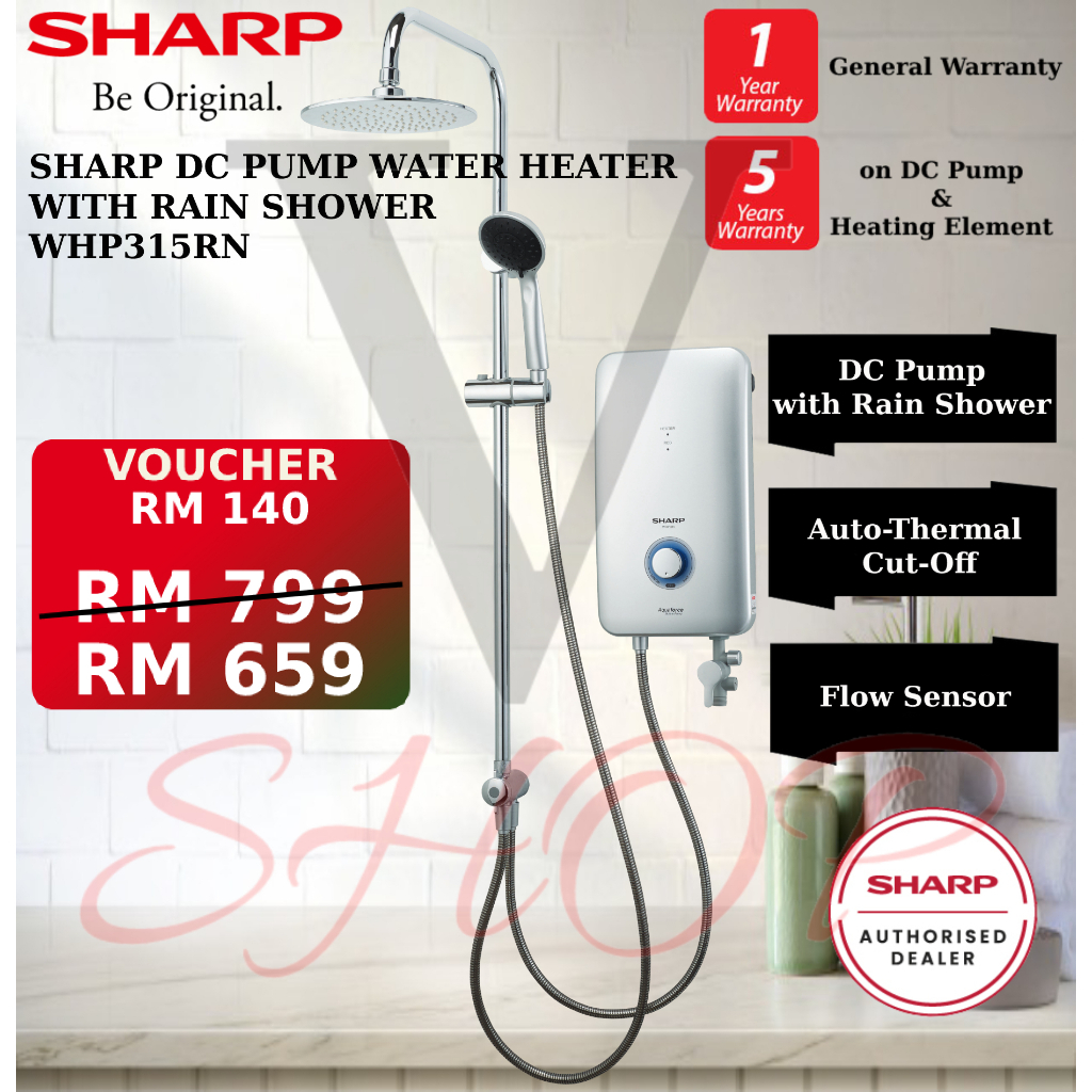 SHARP DC PUMP WATER HEATER WITH RAIN SHOWER WHP315RN | Shopee Malaysia