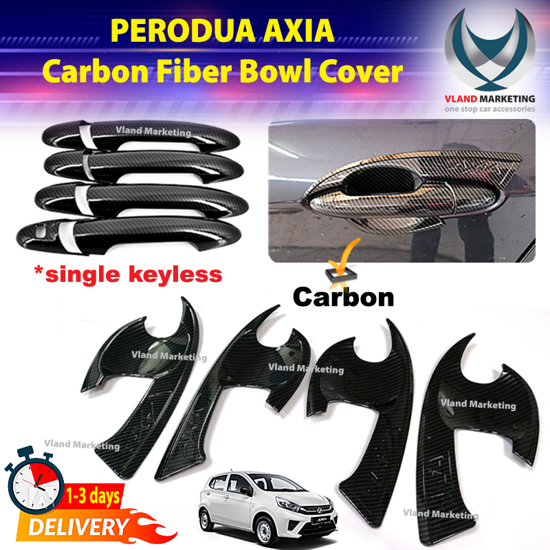 Perodua Axia CARBON MATTE BLACK 4pcs car door handle Inner bowl cover ...