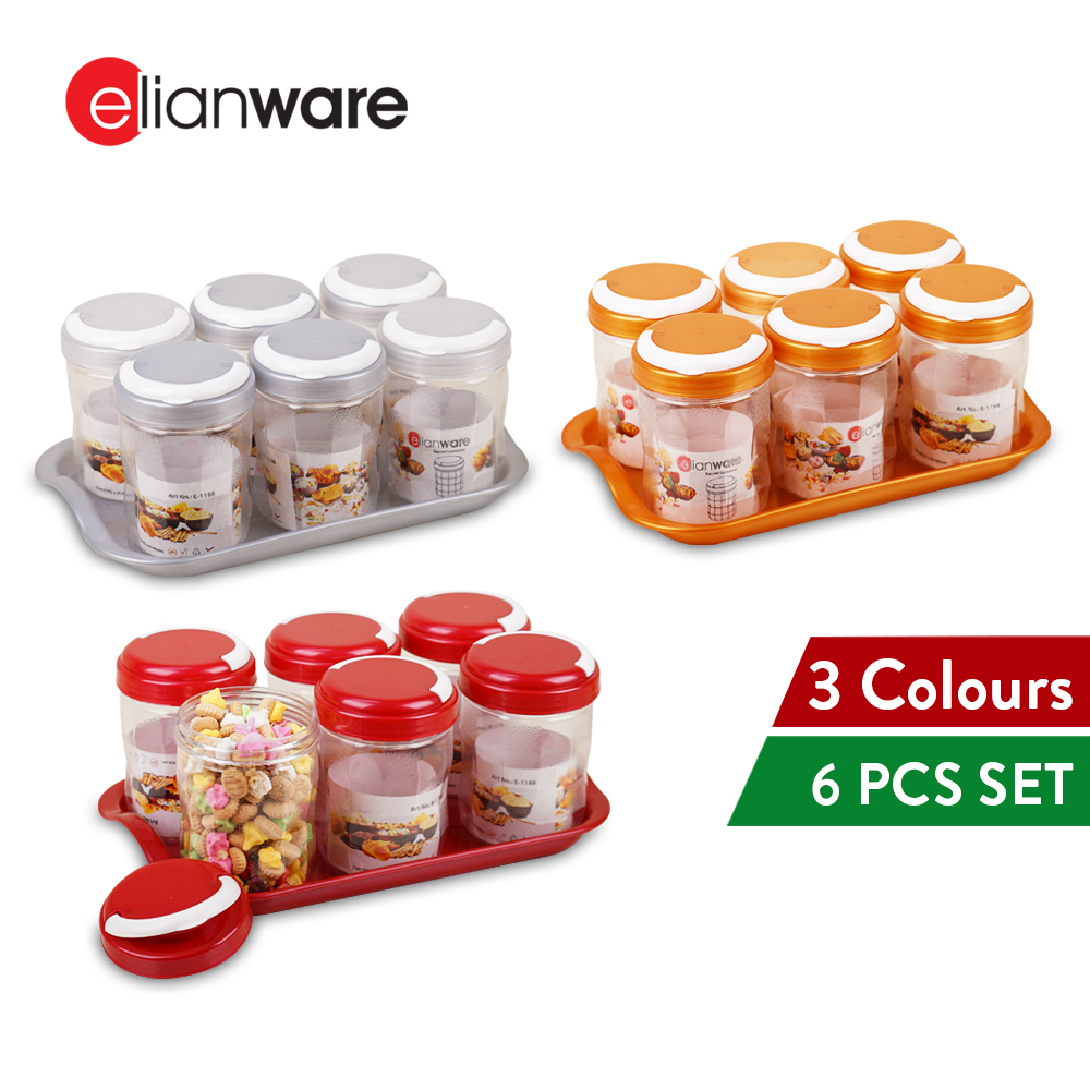Elianware Round Food Container with Tray (6 Pcs x 740ml) | Shopee Malaysia