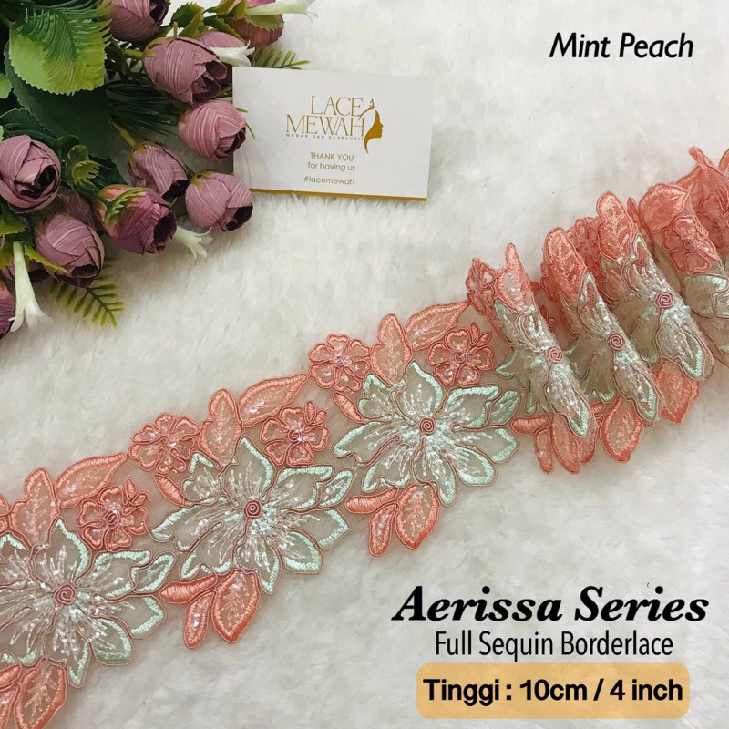 😍 BORDERLACE FULL SEQUIN 😍 LACE BUNGA DWICOLOUR LACE BAJU RAYA DRESS ...