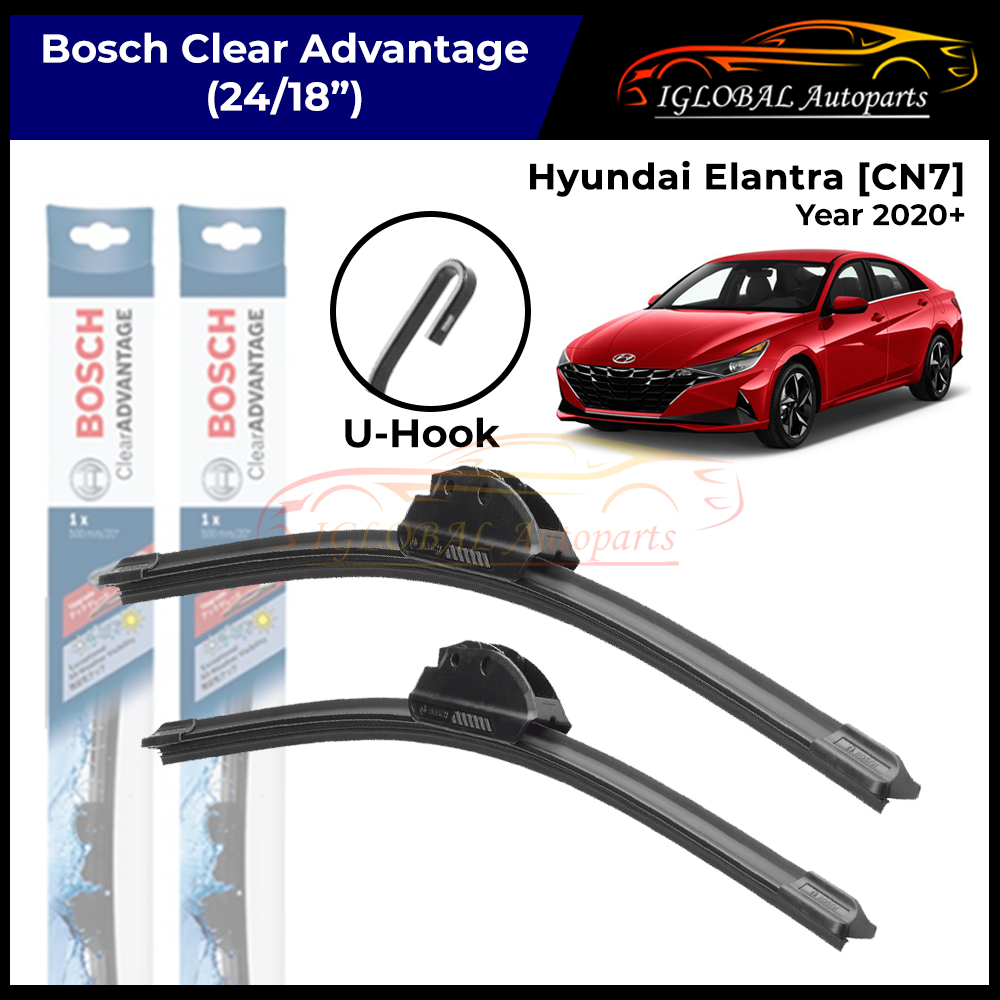 Hyundai Elantra [CN7] Year 2020+ Windshield Wiper Bosch Clear Advantage Set (24/18") | Shopee ...