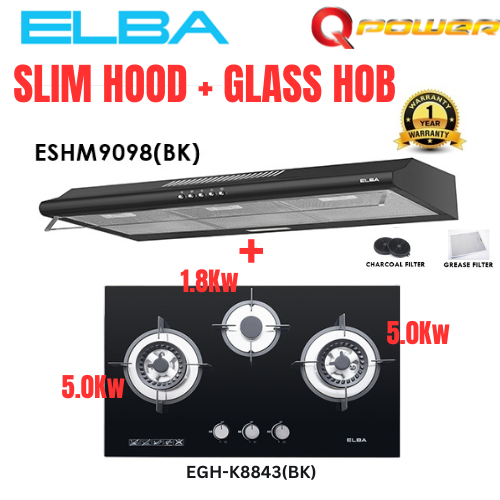 Elba Cooker Hood (90cm) Twin Motor With LED Lamp Charcoal Filter Slim ...