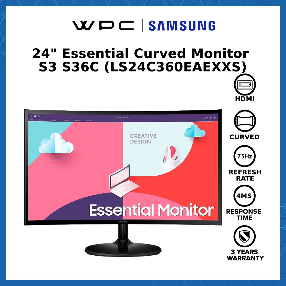 Samsung 24 LS24C360 LS24C360EAEXXS 4ms 75HZ AMD Freesync HDMI Curved ...