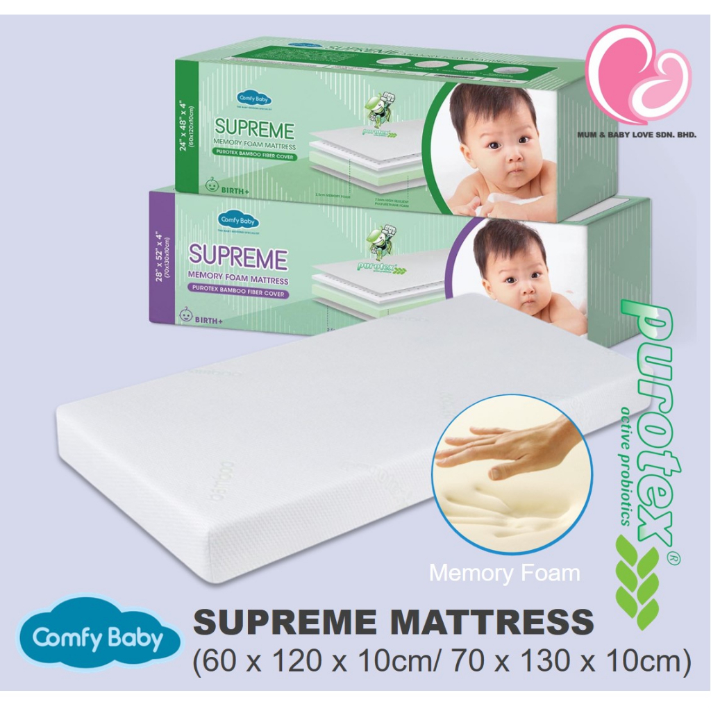 Comfy Baby Purotex Supreme Mattress Baby Cot (60 x 120 x 10cm / 70 x ...