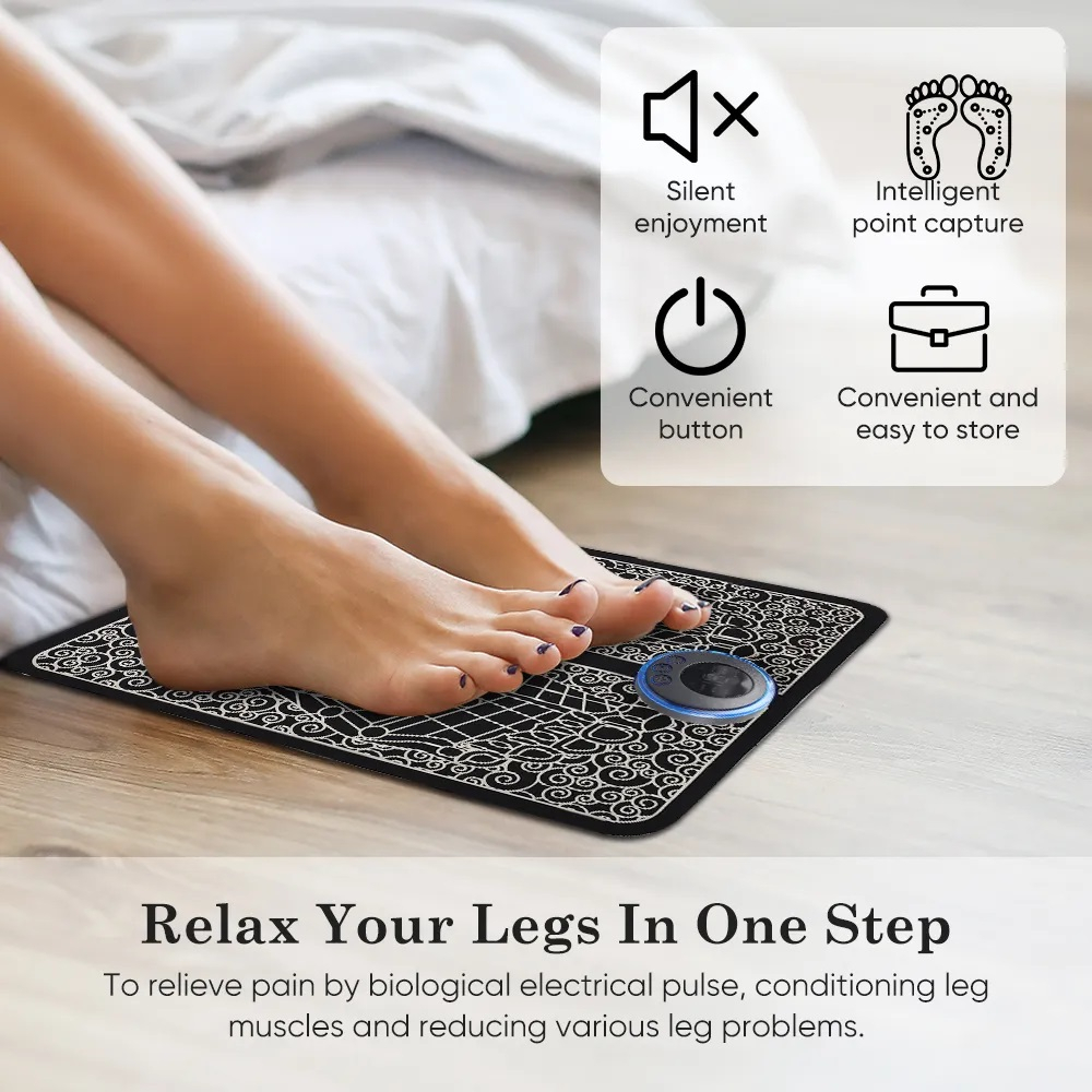EMS Tens Electric Vibration Foot Massager Machine Rechargeable Ems ...