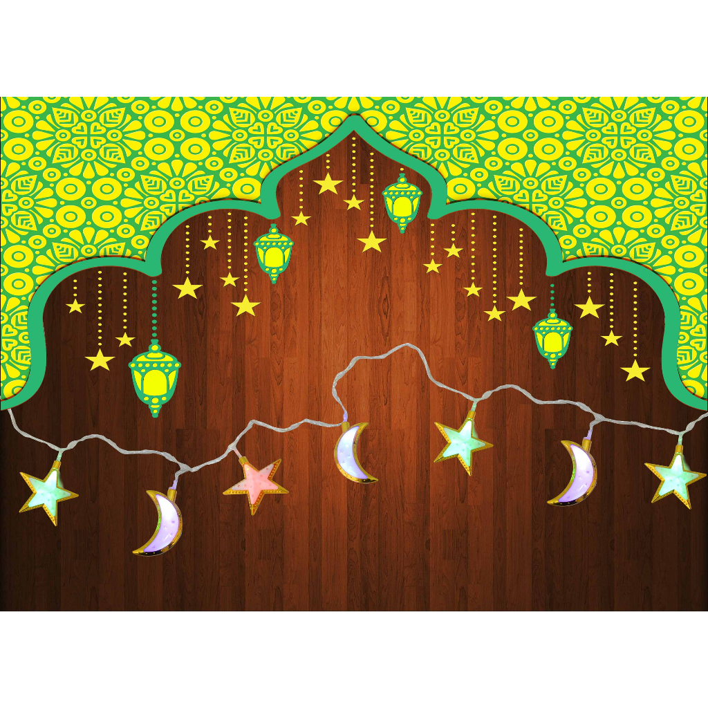 Selamat Hari Raya Lampu Hiasan Hari Raya Bulan Sabit Warna Emas, Raya ...