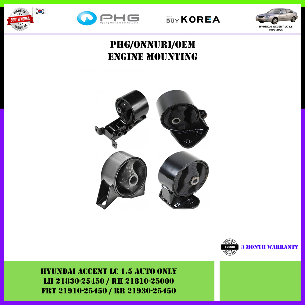 Hyundai Accent LC 1.5 Auto Oem Engine Mounting (LH 21830-25450/RH 21810 ...
