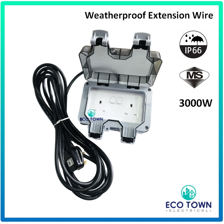 Heavy Duty Weatherproof Extension Wire Plug Socket with Cover IP66 ...