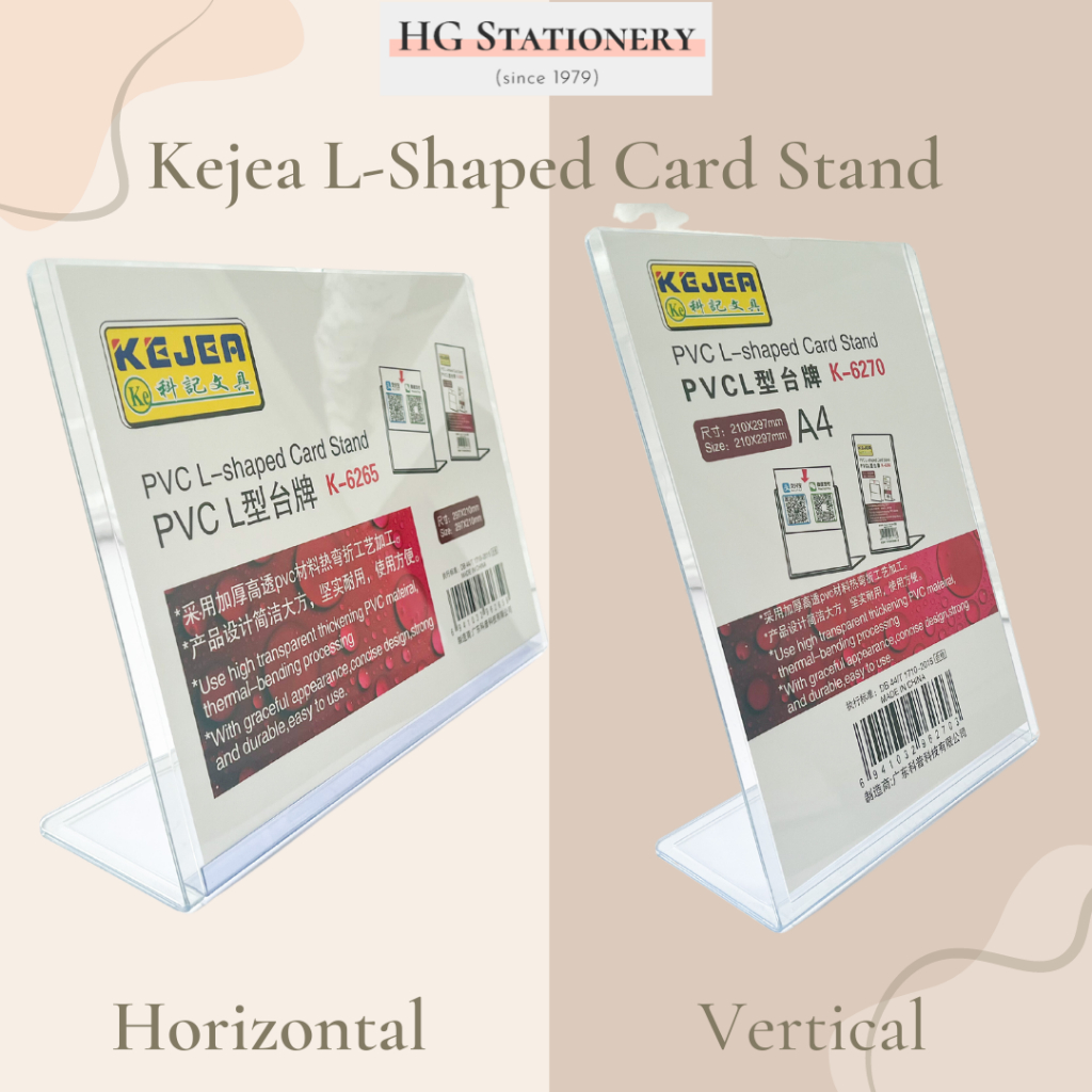 Kejea 6 Sizes Thick L-Shaped Curved Card Stand Transparent Acrylic /Menu Stand /Plastic Brochure ...