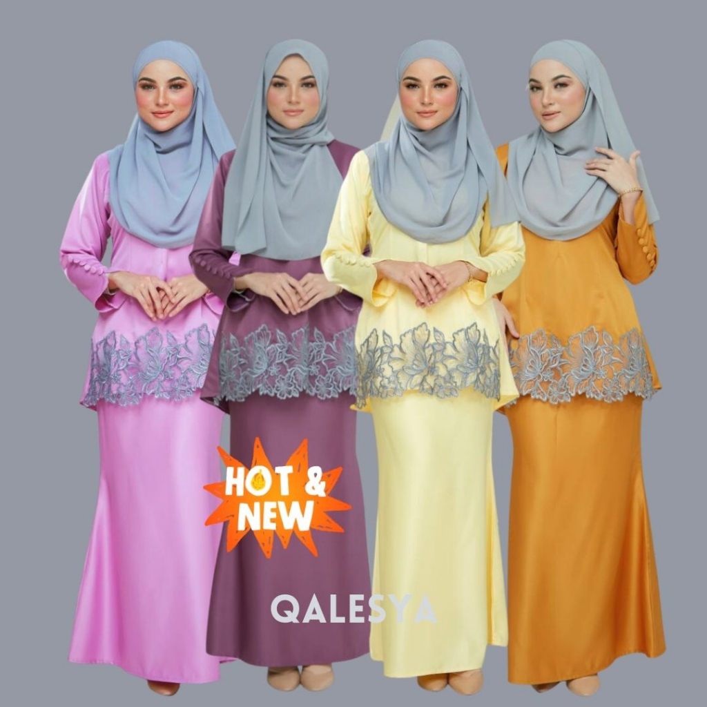 NEW ARRIVAL !! QALESYA LACE KURUNG MODEN SEDONDON IBU ANAK RAYA 2023 lilac dusty purple soft ...