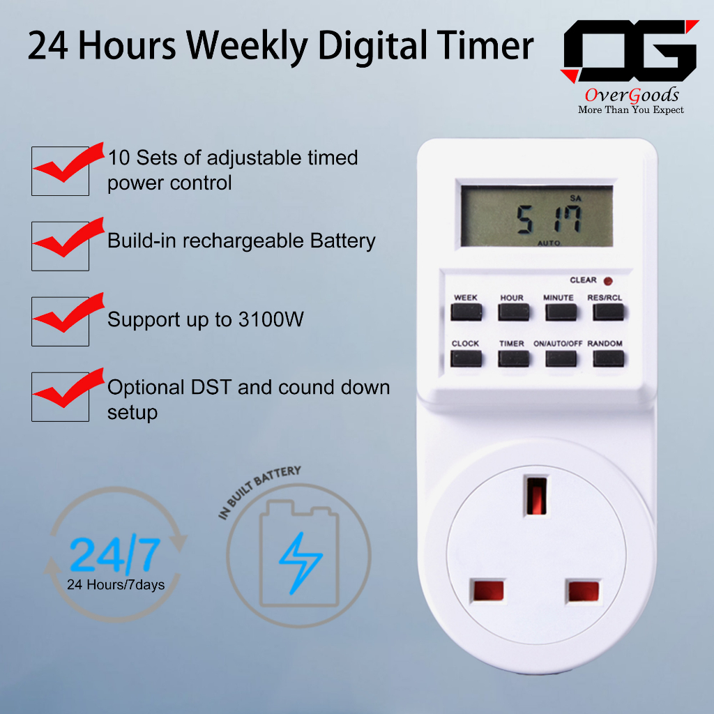 Sum 24 Hours 3pin Plug In Timer Digital Timer Analog Timer Programmer 6342