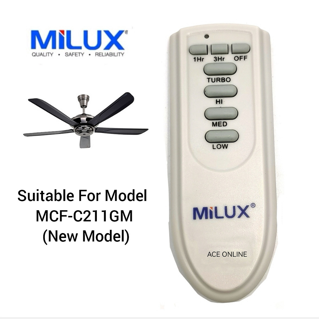 Milux Ceiling Fan Remote Control For Model MCF-C102GM,MCF-C211GM (New ...
