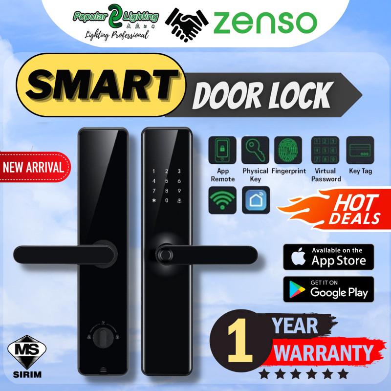 ZENSO Smart Door Lock with Install Smart Digital Lock Doorlock Password ...