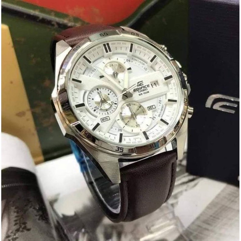 Casio Edifice EFR-556 Leather strap Chronograph Mens watch | Shopee ...