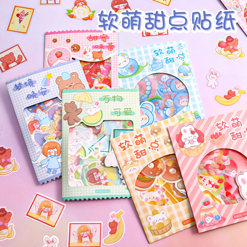 INS Cute Cartoon Sticker Theme Style Bear Dessert Sticker Student DIY ...