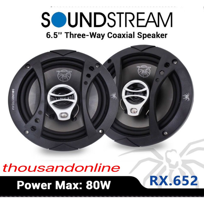 SOUNDSTREAM RX.652 6.5” 3-WAY COAXIAL SPEAKER 80W PEAK (40W RMS ...