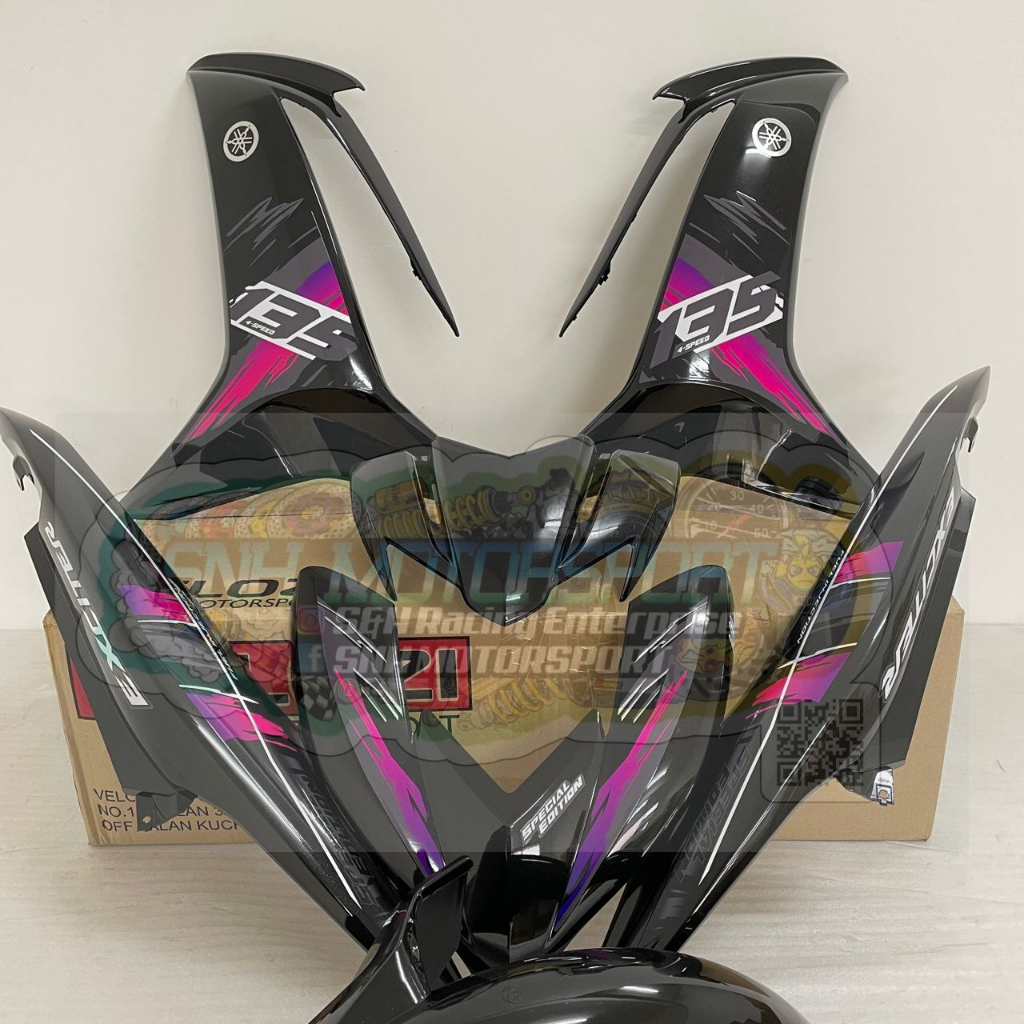 VELOZI RACING COVER SET EXCITER VIETNAM METALIC BLACK LC135 V8 YAMAHA ...