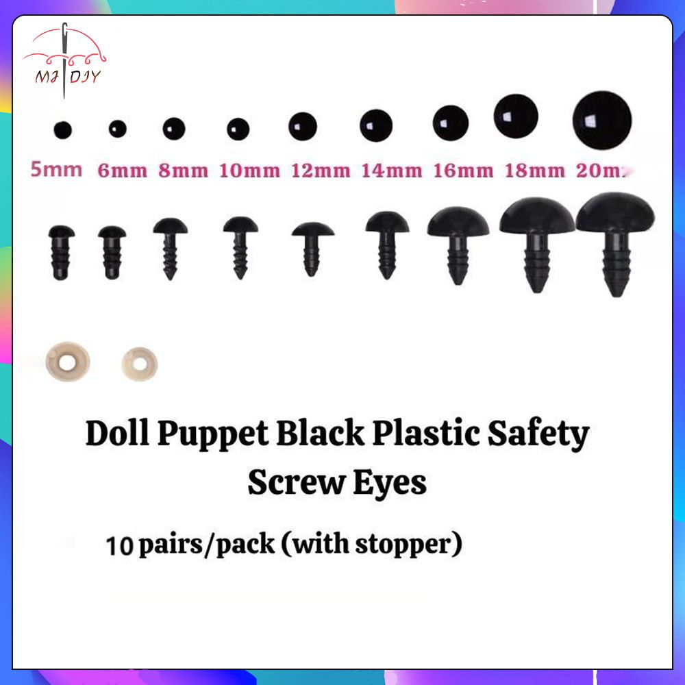 10Pcs5 pairs/set Amigurumi Accessories- Doll Puppet Black Plastic Screw ...