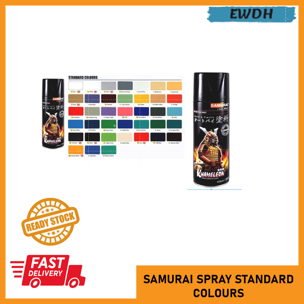 SAMURAI SPRAY STANDARD COLOURS CAN SPRAY 400ML 1-20 COLOURS | Shopee ...