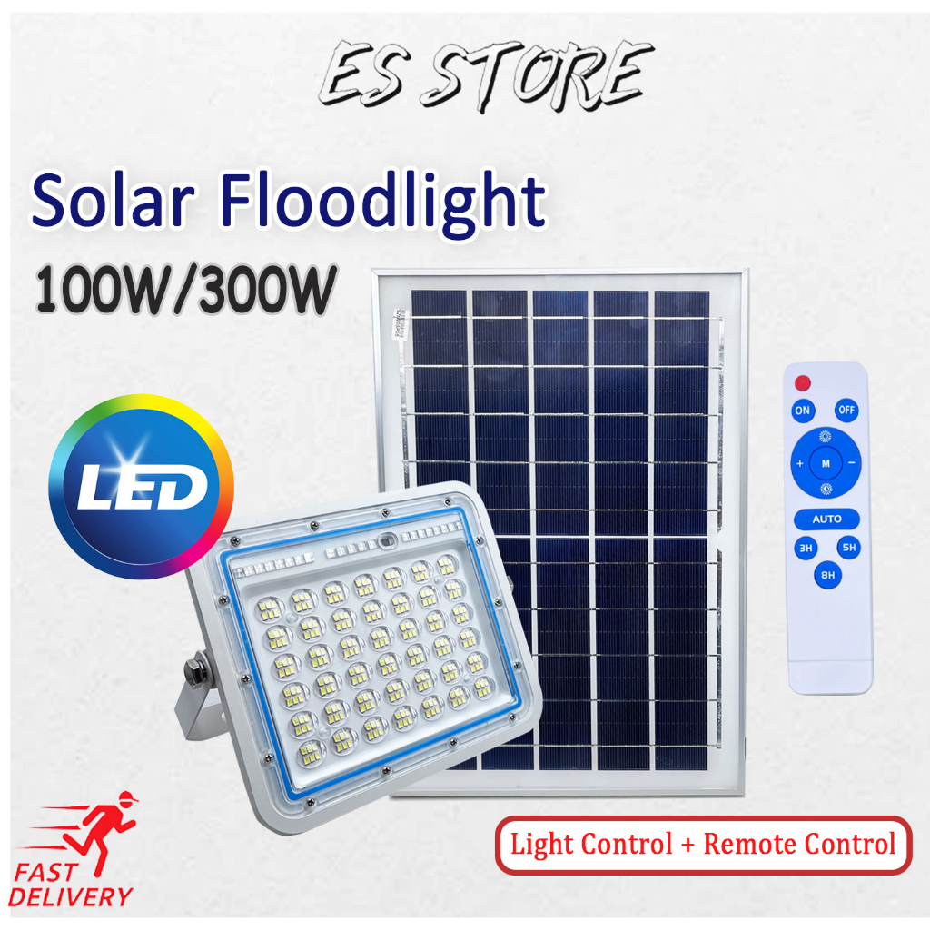 LED Solar Flood Lights 100W 300W DAYLIGHT 6500K PORTABLE LED SOLAR LIGHT SOLAR LIGHT | Shopee ...