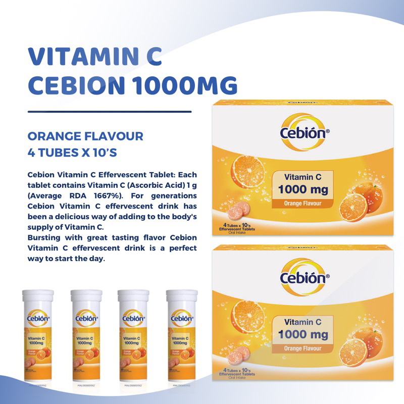 CEBION VITAMIN C 1000mg 1 BOX (4TUBES) | Shopee Malaysia