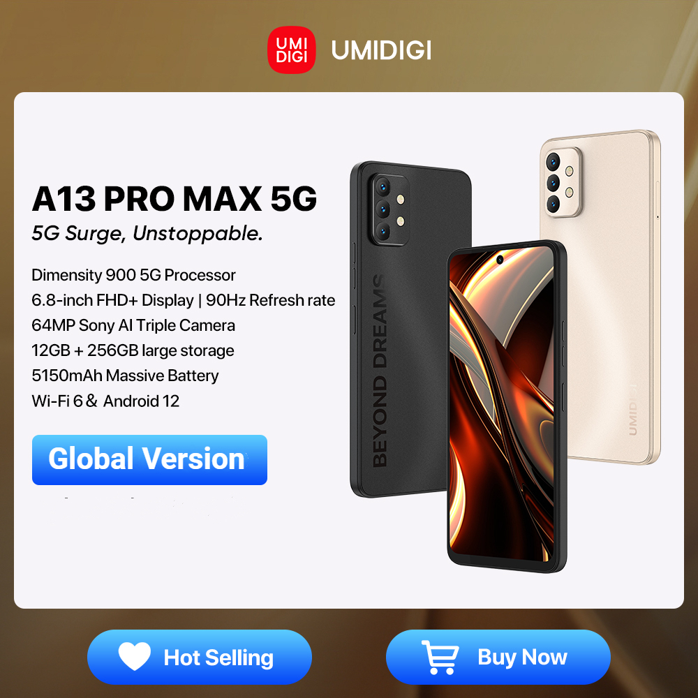 UMIDIGI A13 Pro Max 5G 12GB 256GB Smartphone Dimensity 900 64MP Camera ...