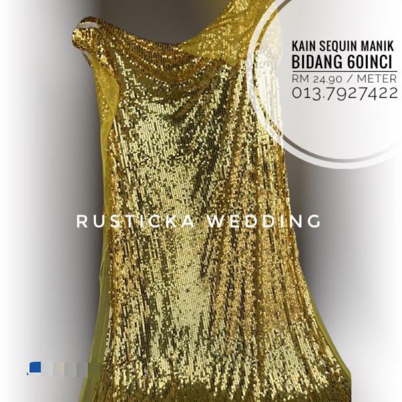 Kain Sequin Manik Sequin Glitter Fabric Wedding Birthday Decoration ...