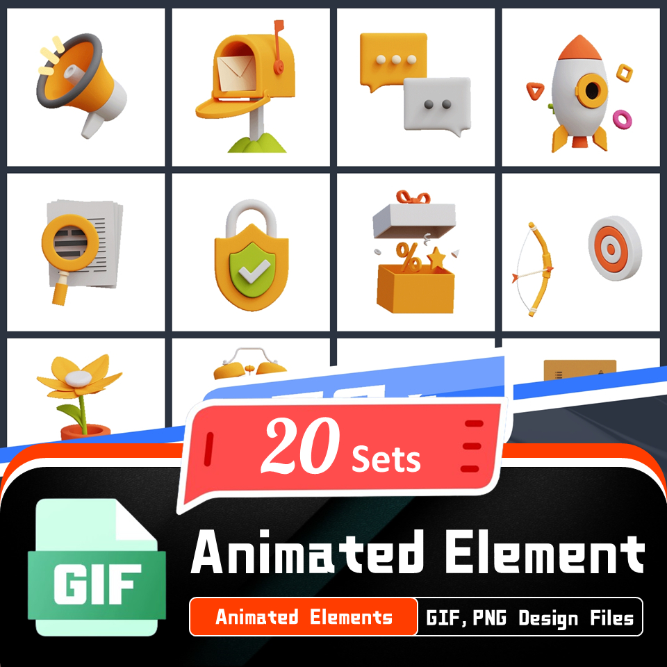 🔥 GIF Design Pack - 20 Sets Animated Element🔥 Premium Logo Design Set ...