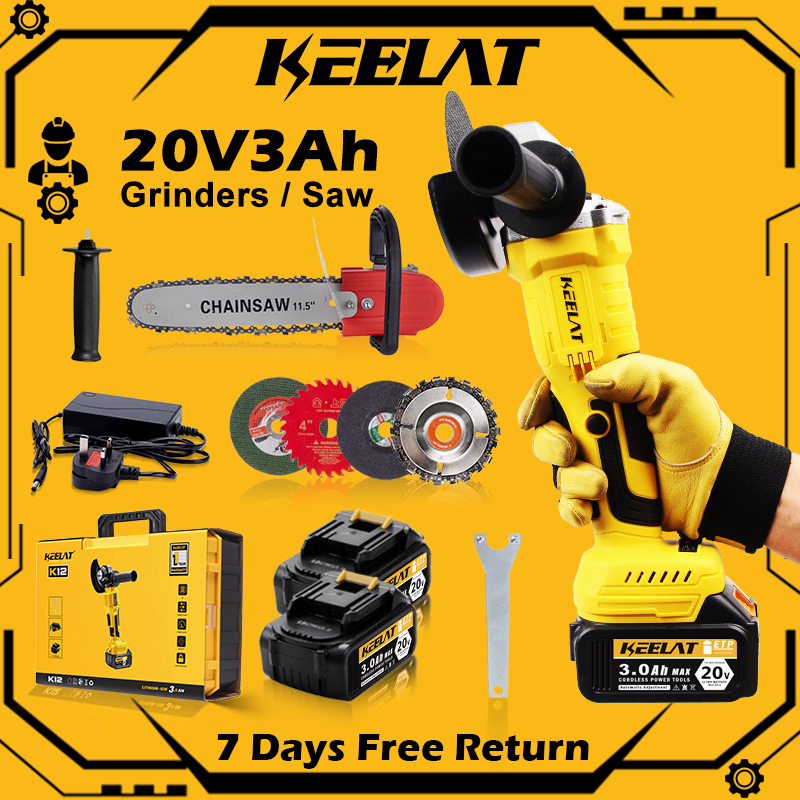 KEELAT 20V Brushless Cordless Angle Grinder Machine Cutting Electric ...