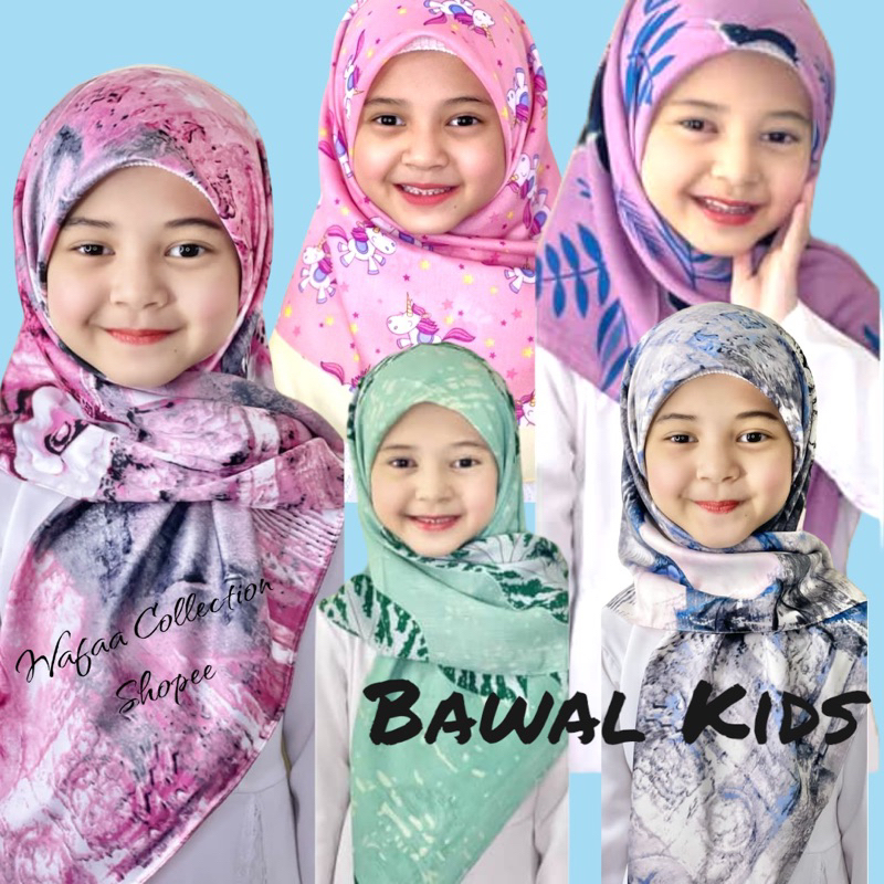 Tudung Bawal budak cotton corak unicorn | Bawal cornskin budak tudung ...