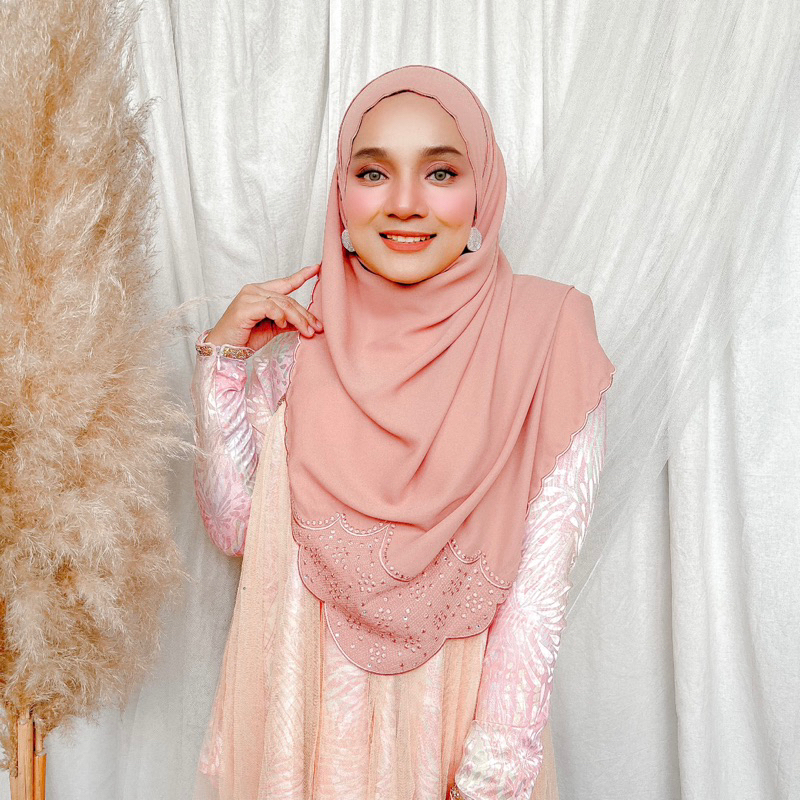 MAHSURI Tudung Sulam Dua Muka Embroidery Double Loop Instant Shawl ...