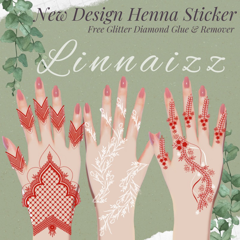 henna sticker / henna instant / 3d henna / white henna sticker / inai ...