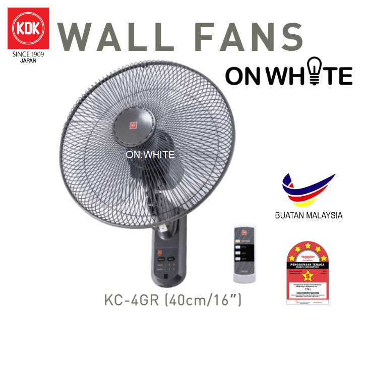 KDK KC4GR KC-4GR 16" Remote Control Wall Fan / Kipas Dinding (Black ...