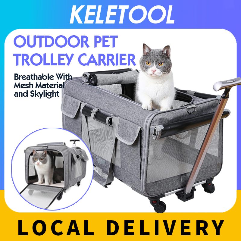 Pet Trolley Pet outdoor trolley folding car Cat and dog travel travel ...