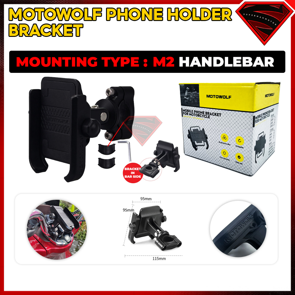 MOTOWOLF PHONE HOLDER UNIVERSAL GPS HANDPHONE BRACKET (249) MOTORCYCLE ...