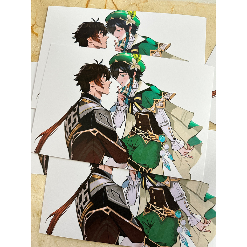 Genshin Impact Zhongli Venti ZhongVen print | Shopee Malaysia