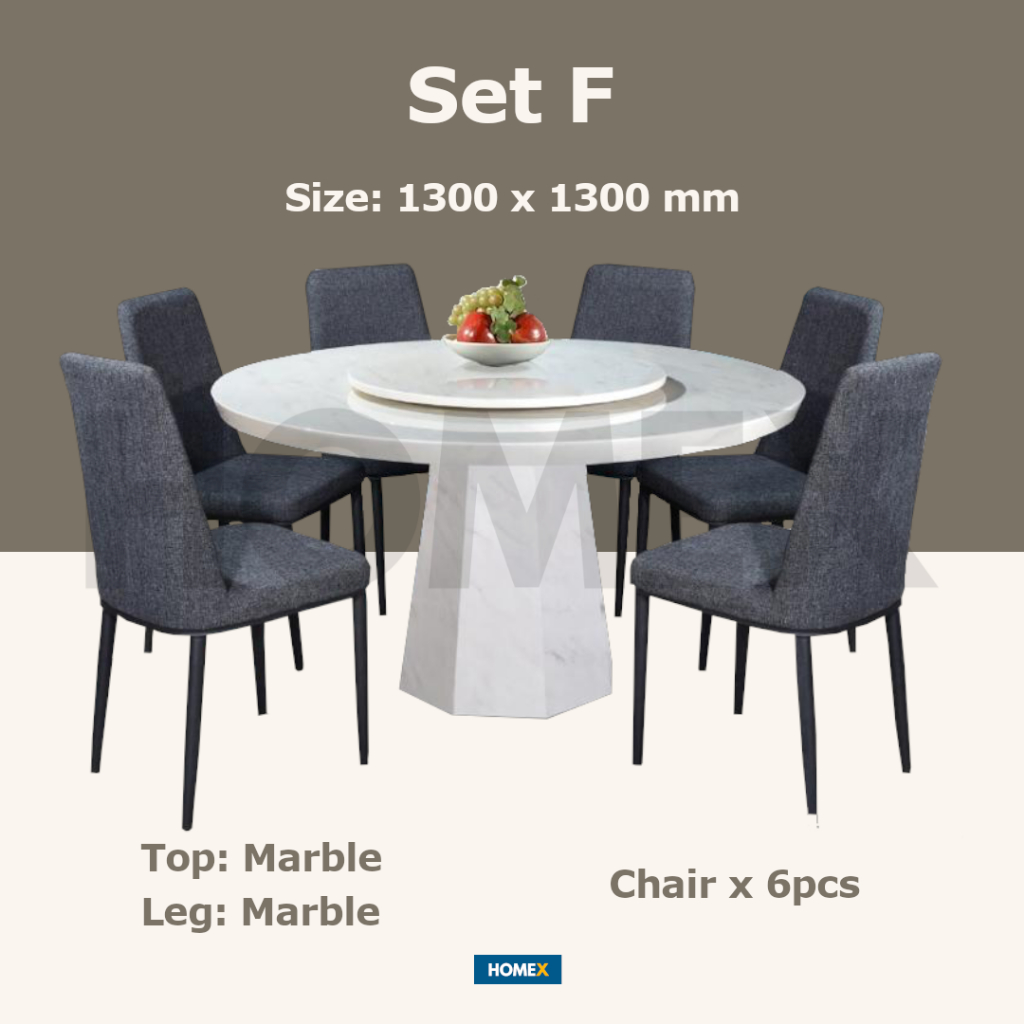 FREE INSTALL Set Meja Makan 6 Kerusi Meja Batu Marble Dining Table Set ...