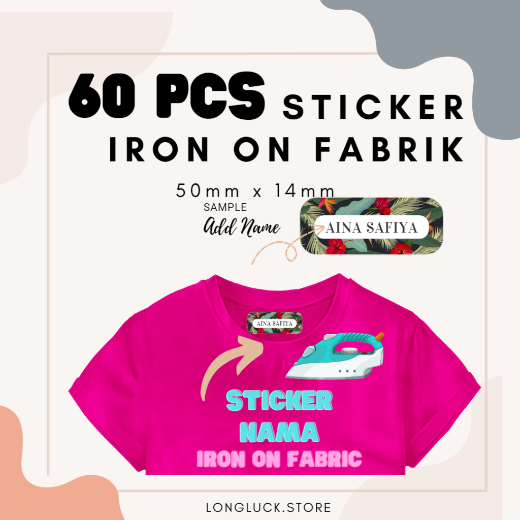stiker baju iron on fabric | stikers label baju custom sekolah ...