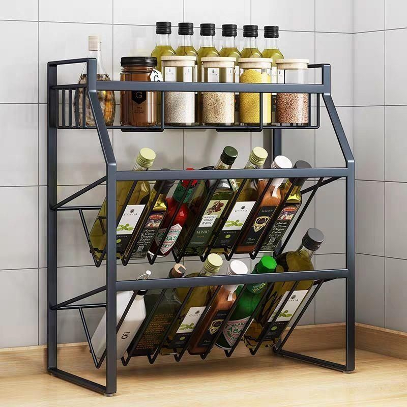 Kitchen racks Rak Dapur Seasoning racks Wrought Iron Soy Sauce Vinegar ...