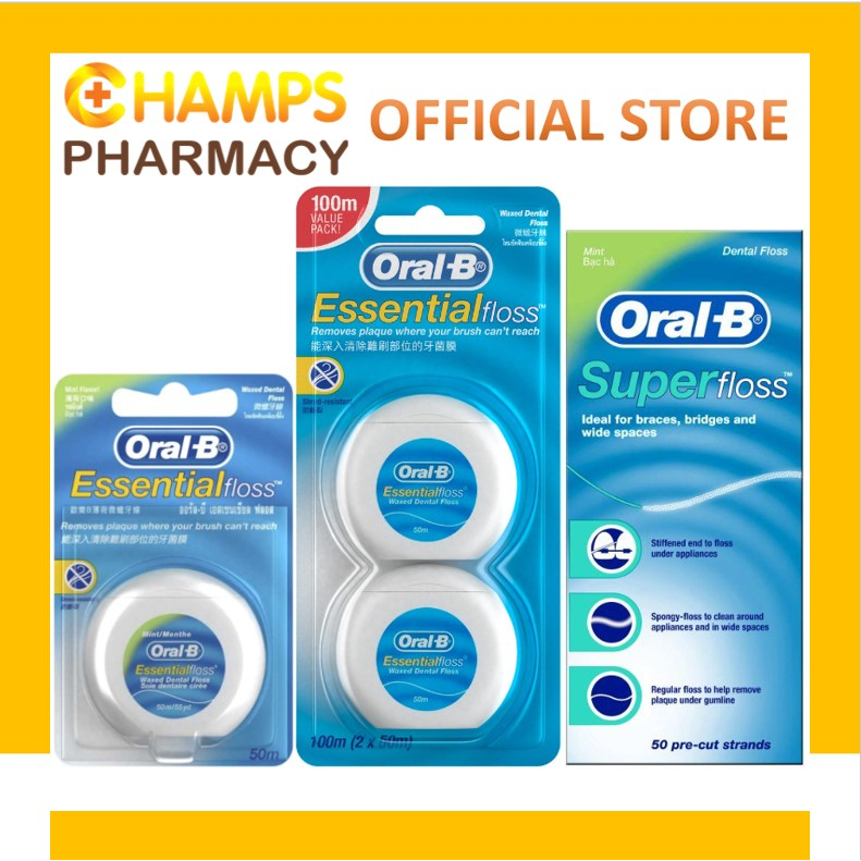 ORAL-B ESSENTIAL FLOSS DENTAL FLOSS 50M / 100M / SUPER FLOSS 50 PRE-CUT ...