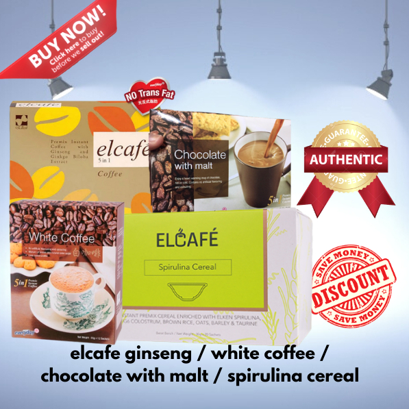 Elkens Elcafe Ginseng ( 20 s ) / White Coffee ( 12s ) / Chocolate with Malt ( 15s ) / Spirulina ...