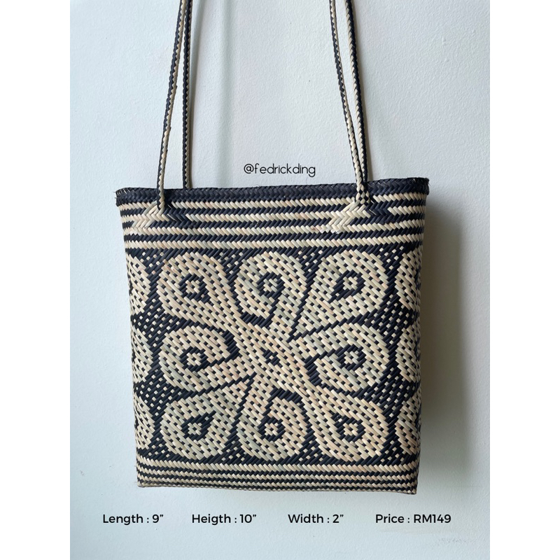 Beg Rotan Orang Ulu Shoulder Tote Rattan Bag with Borneo Motif | Shopee ...