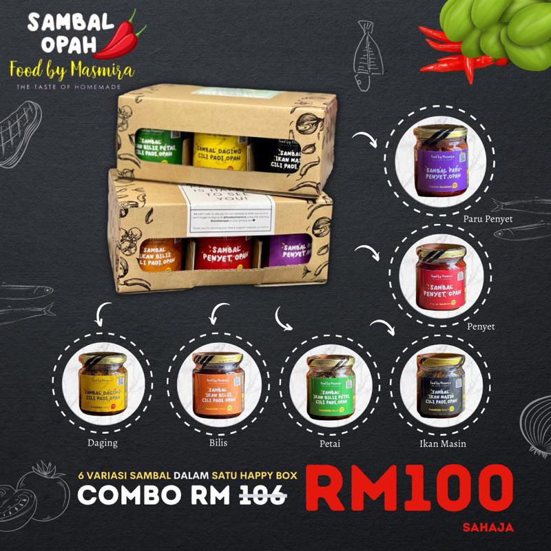 Set Combo 3 / 4 / 6 / 7 / 8PCS Sambal Opah 180g Ikan Masin Kurau Bilis ...