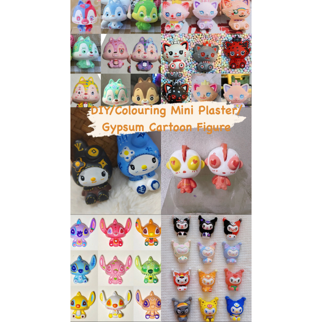 DIY / Colouring / Painting Mini Plaster/Gypsum Cute Cartoon Figure ...
