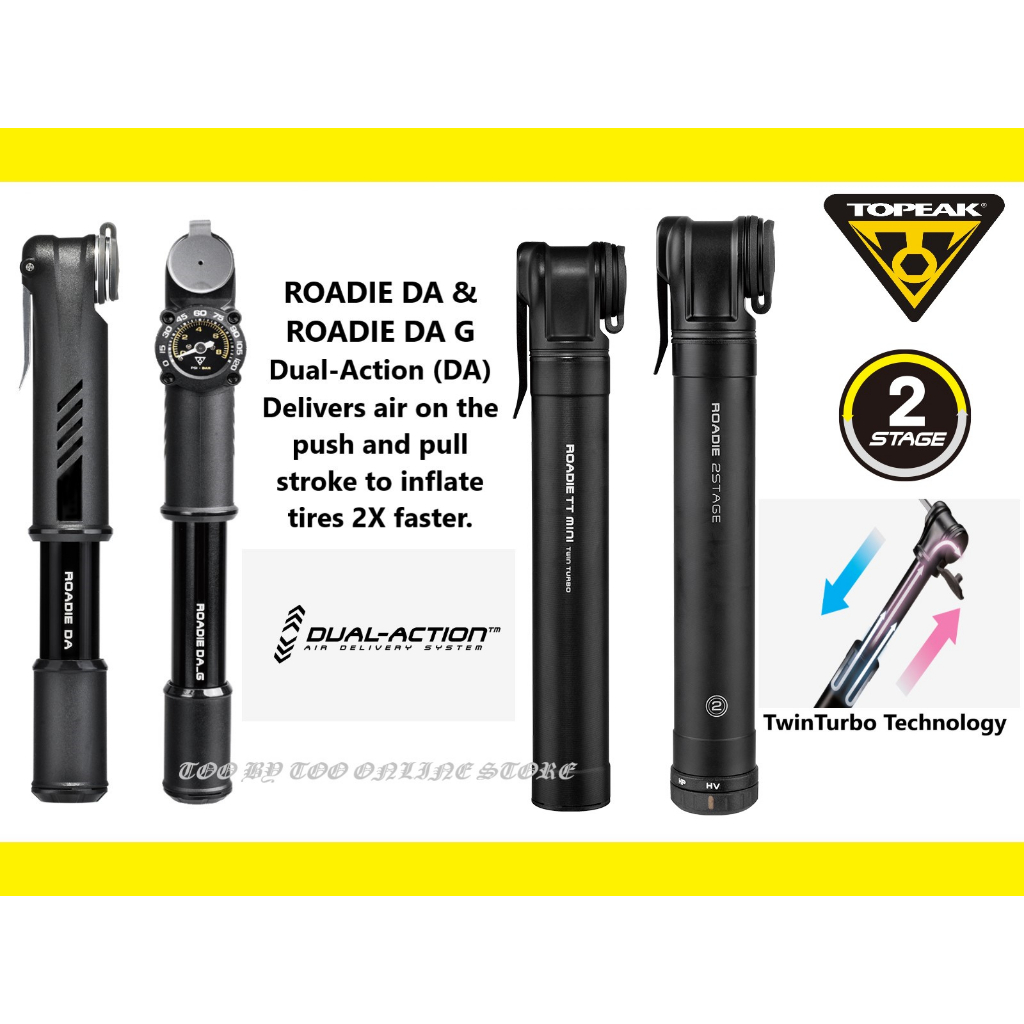 TOPEAK ROADIE DA/ROADIE DAX/ROADIE DA G (120 psi) & TOPEAK ROADIE TT/ROADIE 2STAGE MINI HAND ...