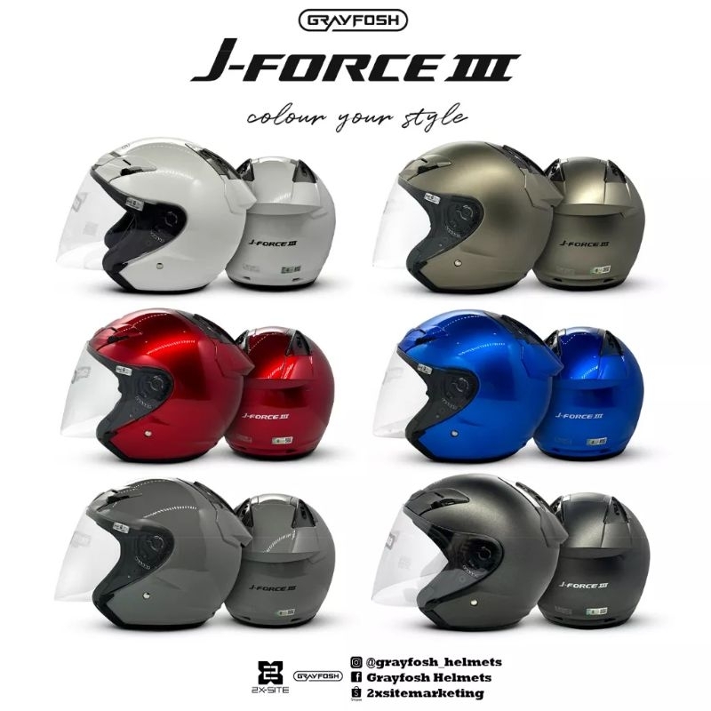 GRAYFOSH JF3 PLAIN ORIGINAL HELMET | Shopee Malaysia