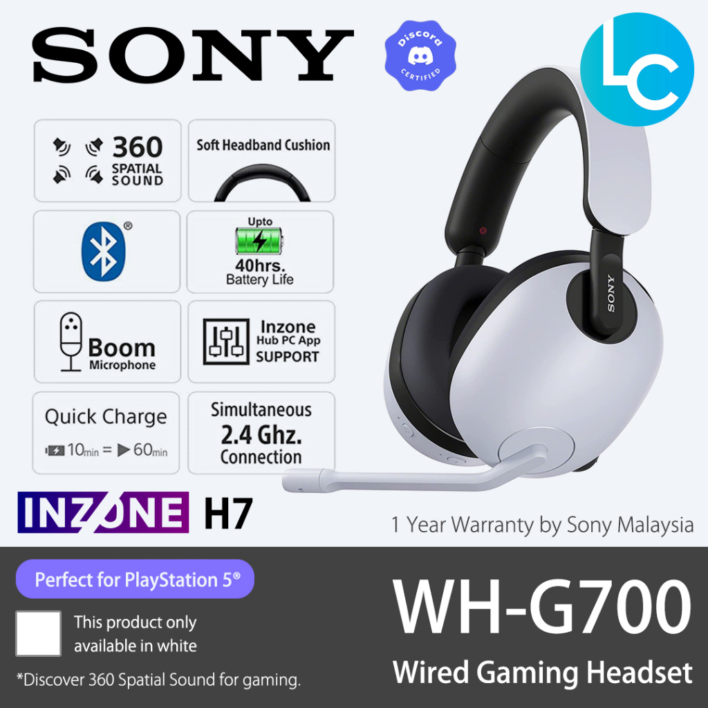 Sony INZONE H7 WH-G700 Wireless Gaming Headset Over-ear Headphones with ...